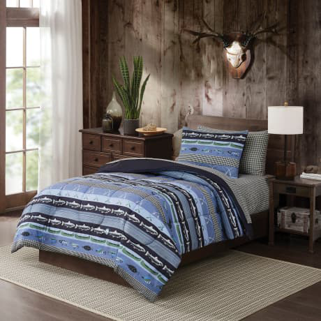 Cedar Creek Bed-In-A-Bag Bedding Set - Lakeside Blue | Bass Pro Shops ...